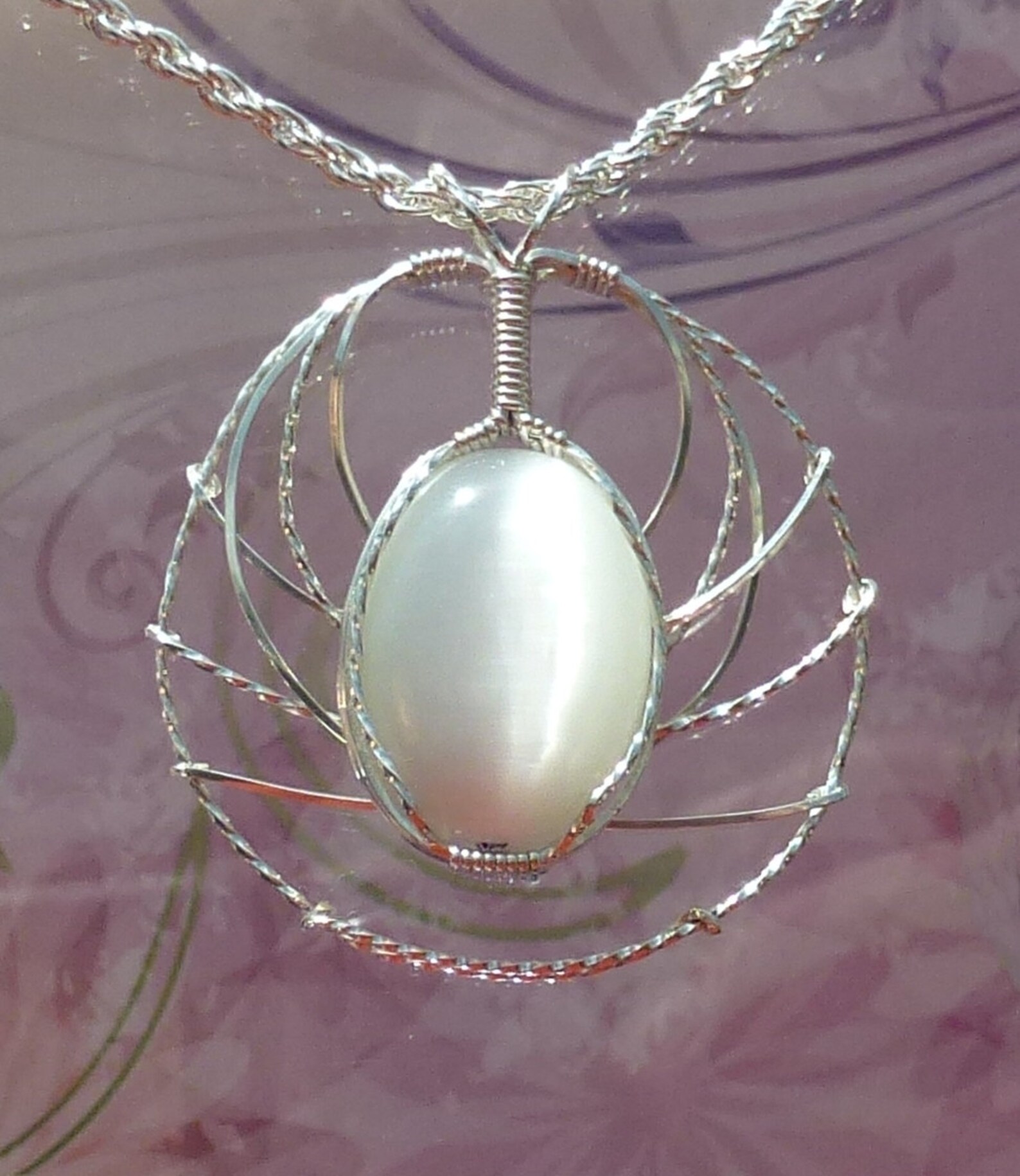 White Optic Womans Pendant Wire Wrapped Jewelry Handmade in - Etsy