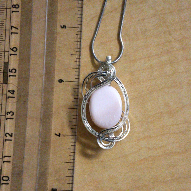 Pink Peruvian Opal Necklace Pendant Wire Wrapped Jewelry Handmade in ...
