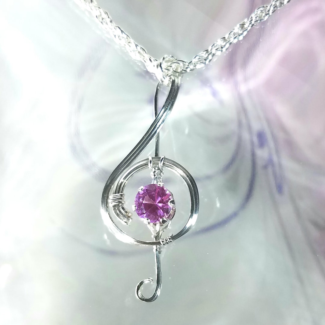 Music Note Treble Clef Pendant Personalized Birthstone Necklace Pendant ...