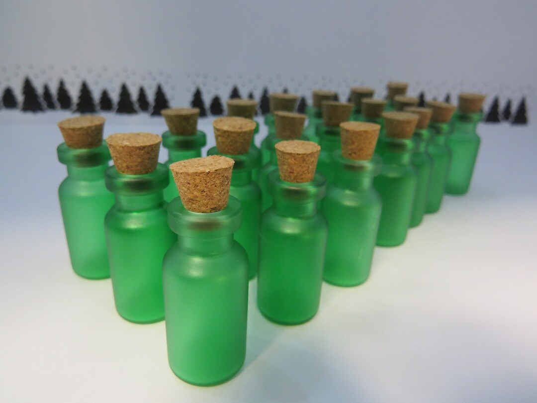 10 Small Colored Bottles. 2ml Green Bottles. Small Glass Bottles. Cork ...