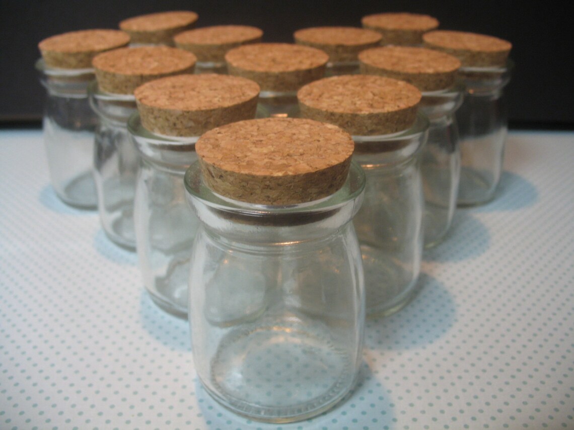 10 Small Milk Glass Bottles With Corks. Painted Bottle Vases. Clear ...