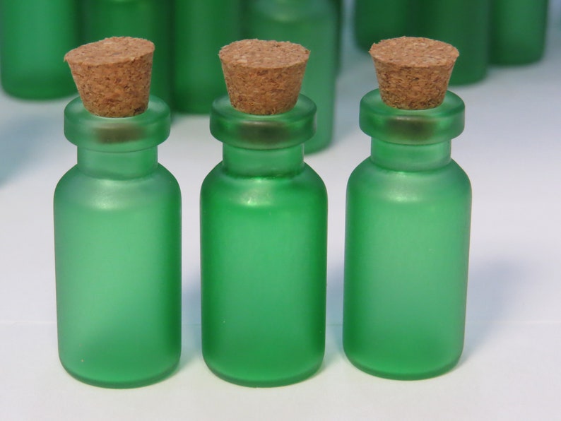 50 Miniature Colored Glass Bottles. Green 2ml Bottles. Glass - Etsy