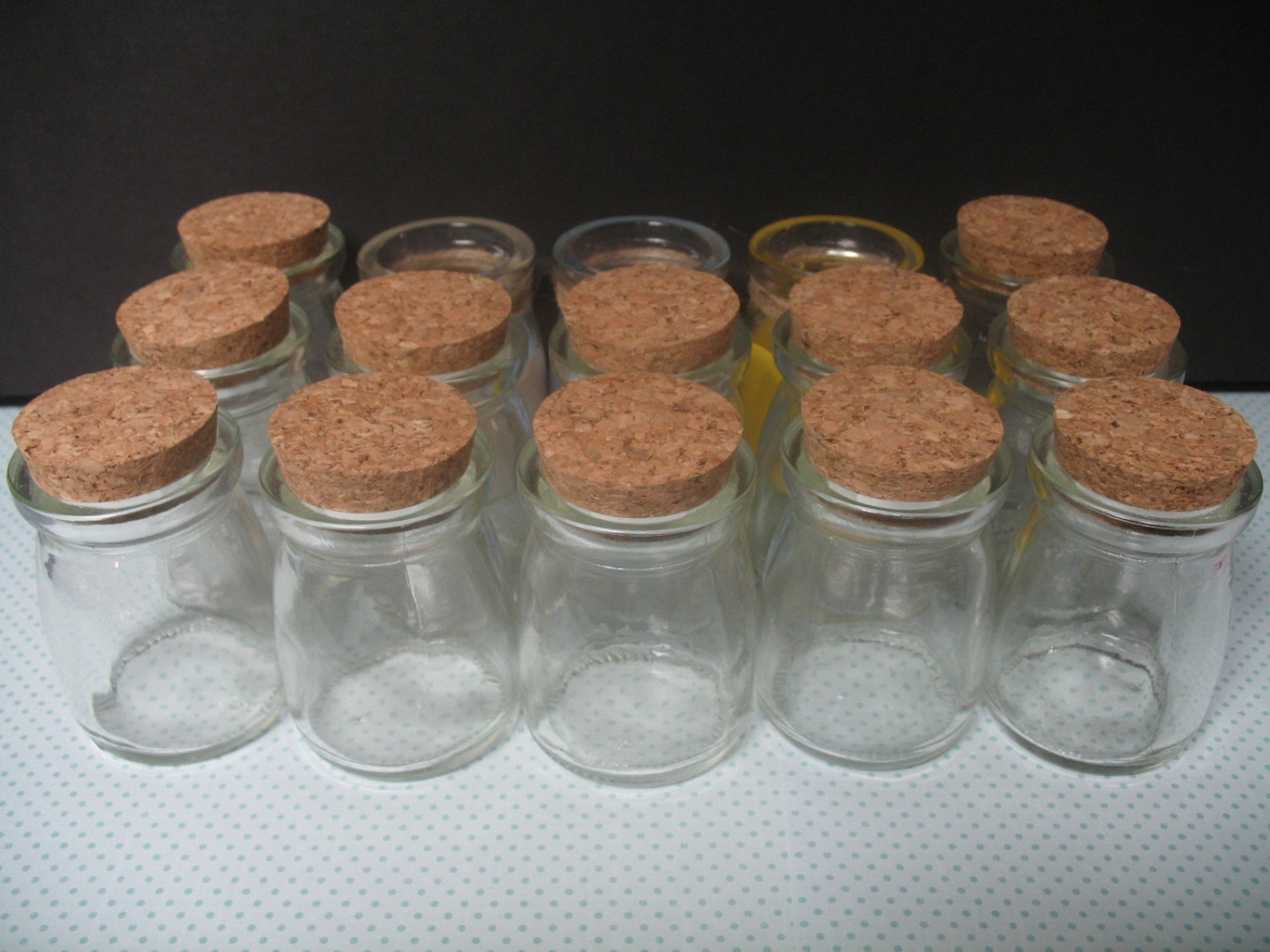 10 Small Milk Glass Bottles With Corks. Painted Bottle Vases. Clear ...