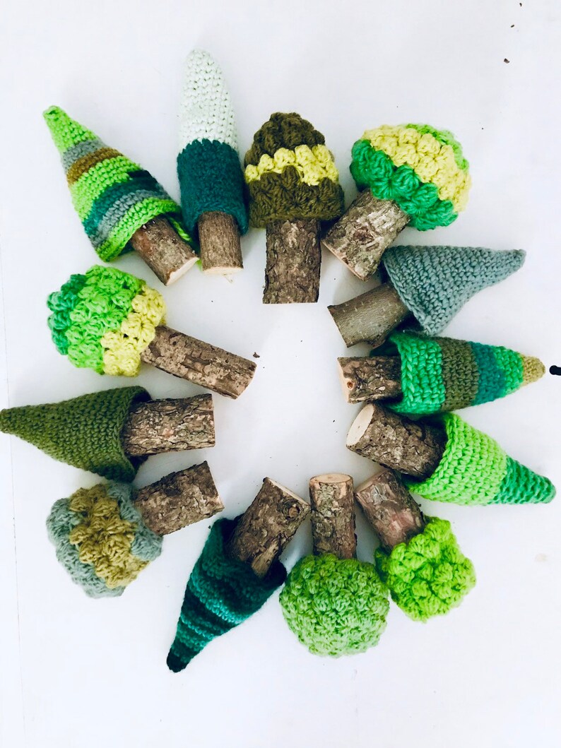 Crochet Wool and Wood Trees - Etsy UK