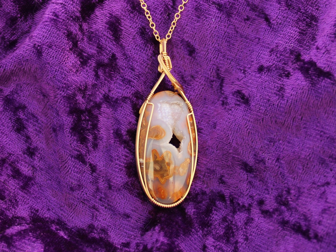 Lysite Agate Wire Wrapped Pendant in 14 Karat Gold Fill - Etsy
