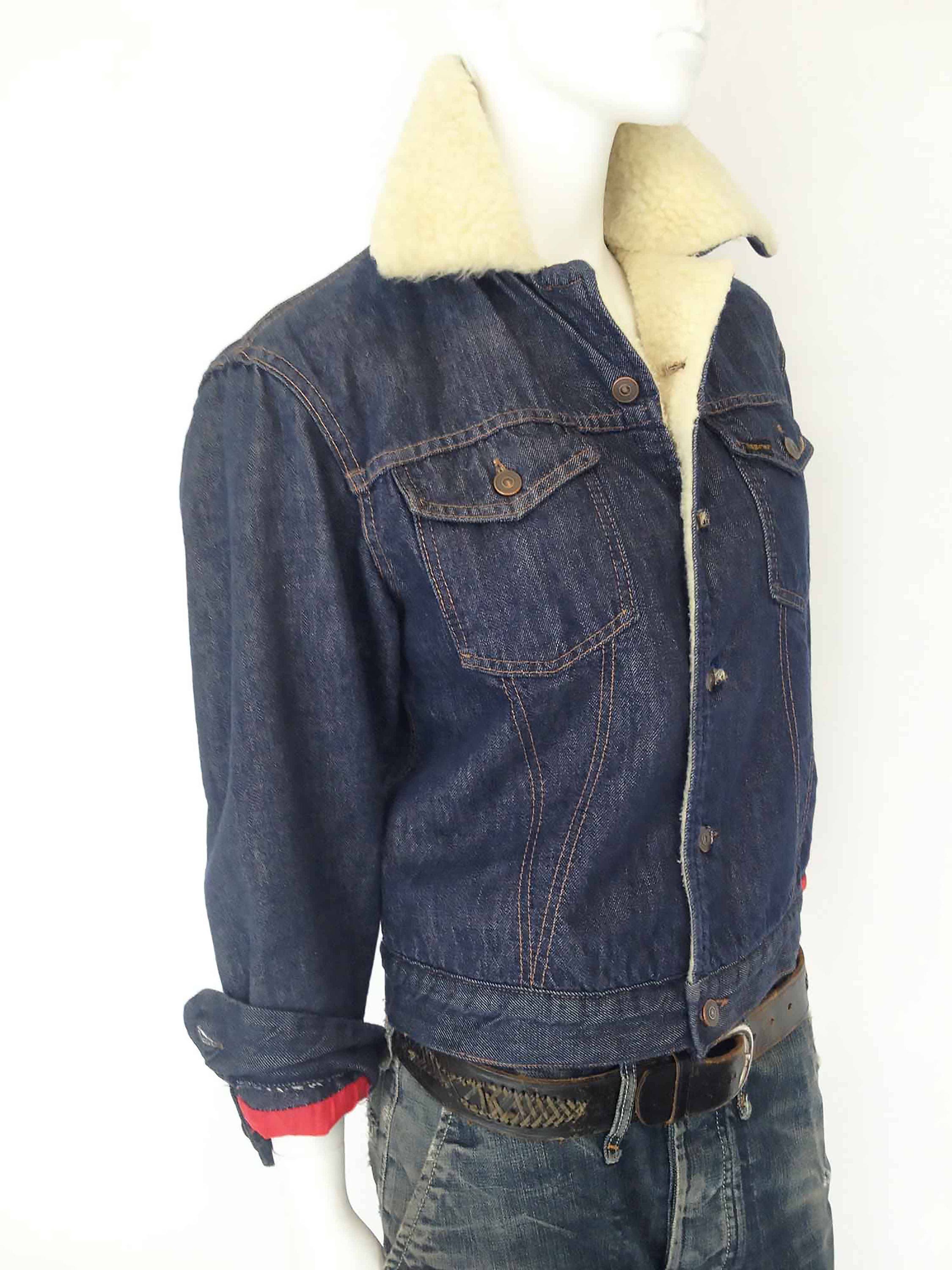 The Sundance Sherpa 70s Vintage Jean Jacket Shearling Forrado Chaqueta ...