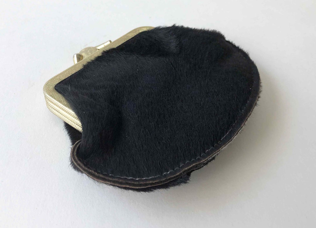 The Black Pony Fur Vintage 80s Coin Purse Wallet Womens Accessories ...