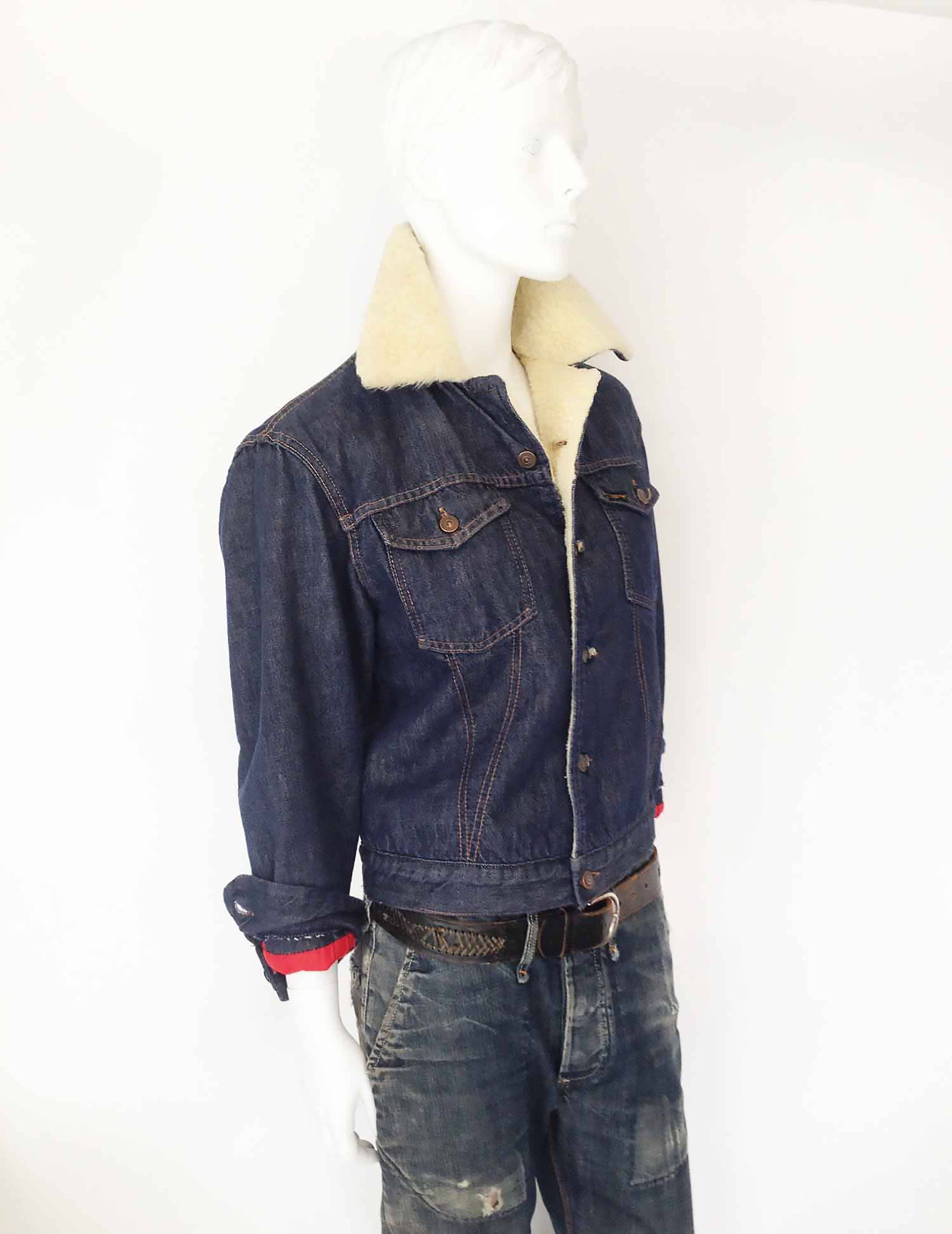 The Sundance Sherpa 70s Vintage Jean Jacket Shearling Forrado Chaqueta ...