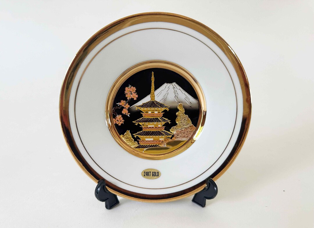 The Golden Temple Vintage 70s 24K Gold Chokin Plate Japan Art Gilded ...