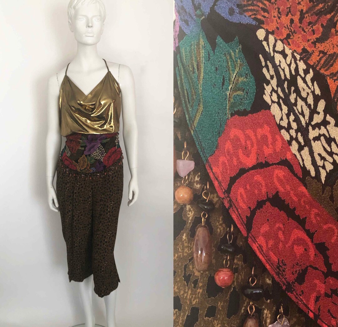The Africa Bambaata Vintage 80s Harem Printed Leopard X Tropical Pull ...