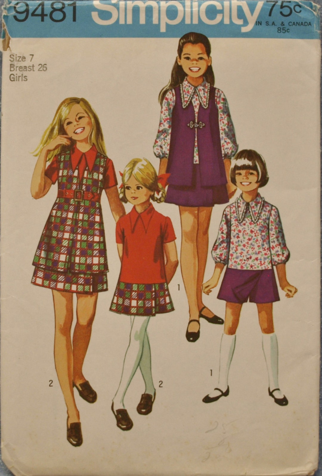 Size 7 Girls' Pant Dress and Vest Sewing Pattern Simplicity 9481 - Etsy