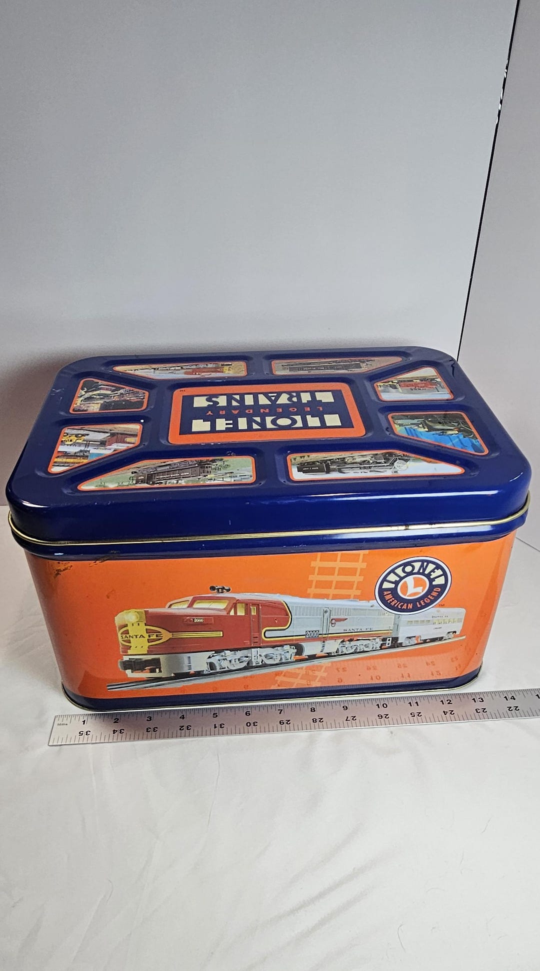 1998 Popcorn Lionel Trains Graphic Collectible Tin Storage Box Blue Lid ...