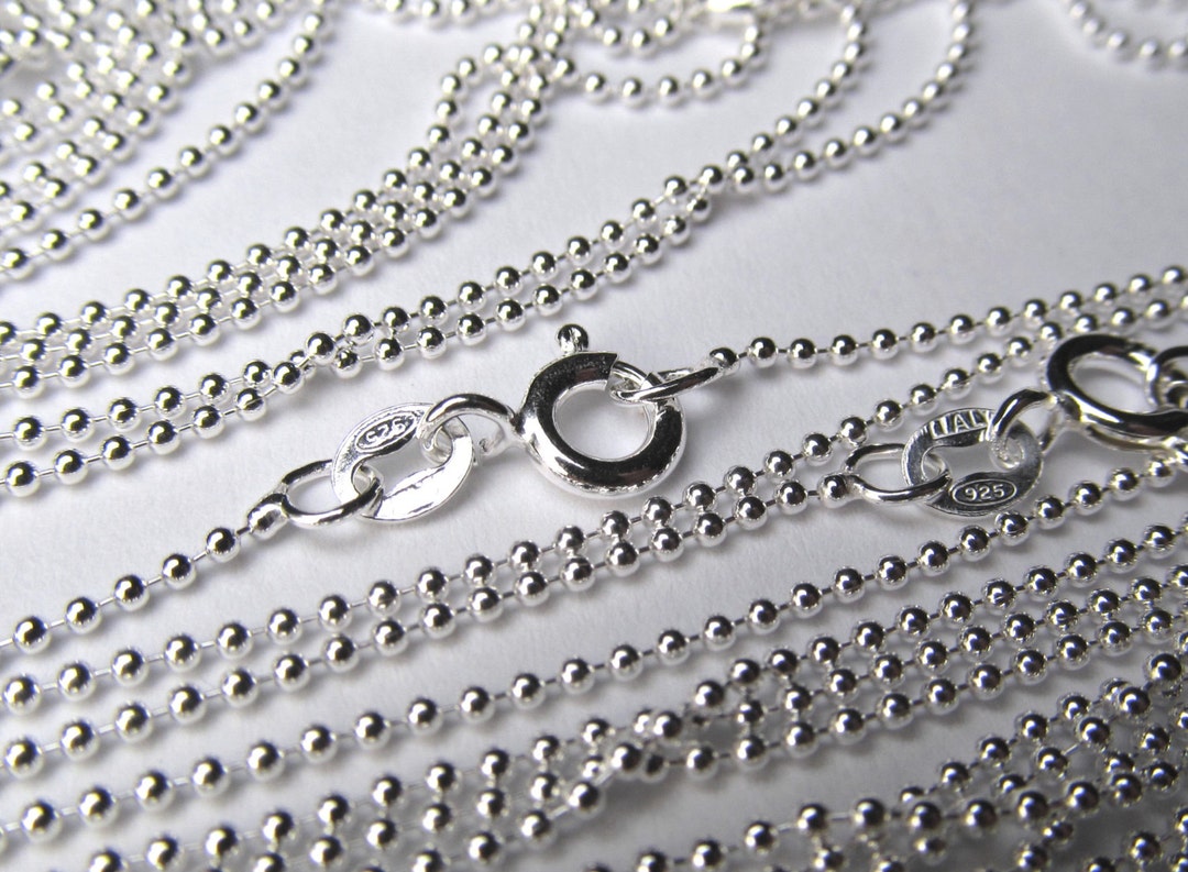 Mini-bead 1 MM Sterling Silver Chain Genuine Necklace Wholesale Lot ...