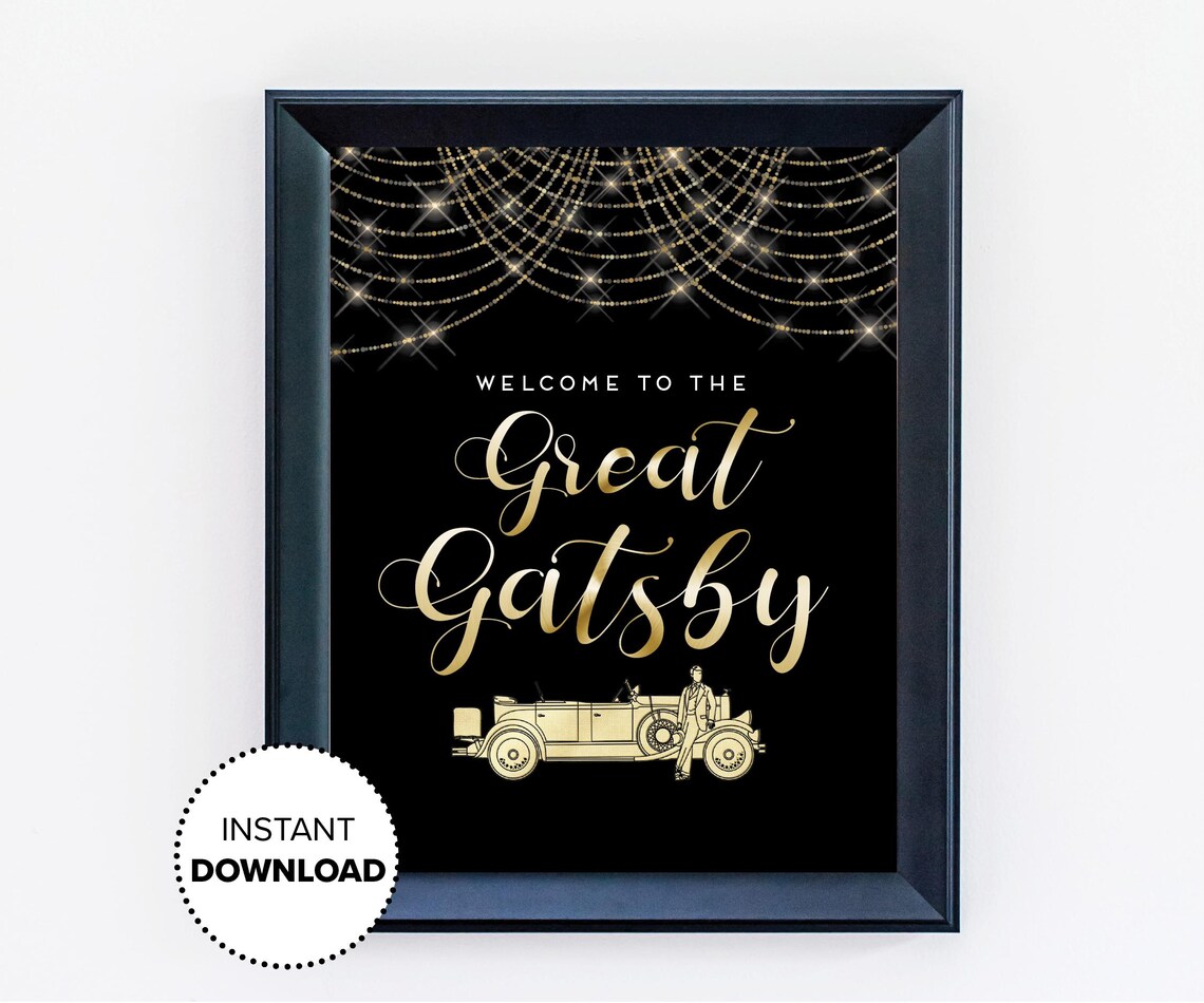 Great Gatsby Welcome Sign, Art Deco Party Decor (digital Print) - Etsy