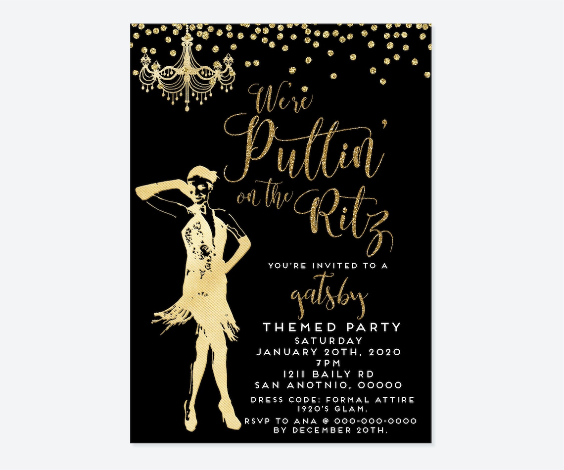 Gatsby Invitation, "puttin' on the Ritz" Art Deco Party (digital File ...