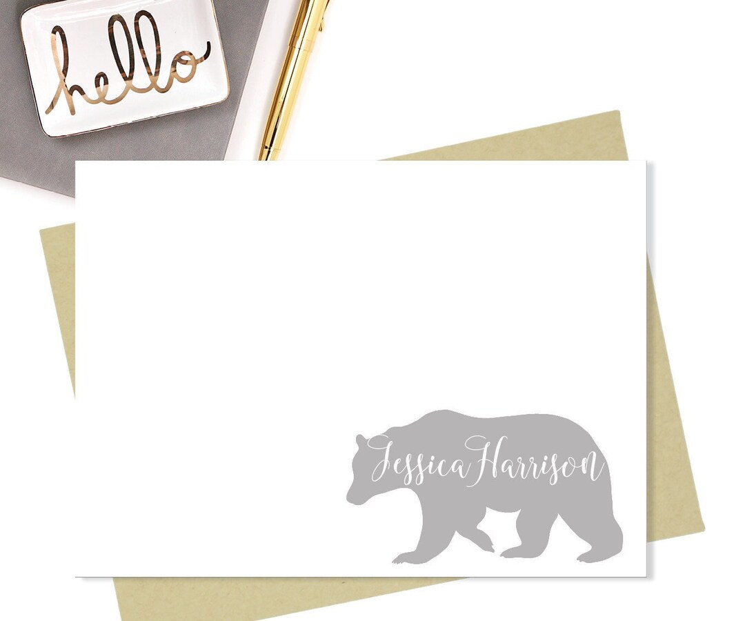 Bear Stationery Set-note Cards-personalized Stationery-5x7-stationery ...