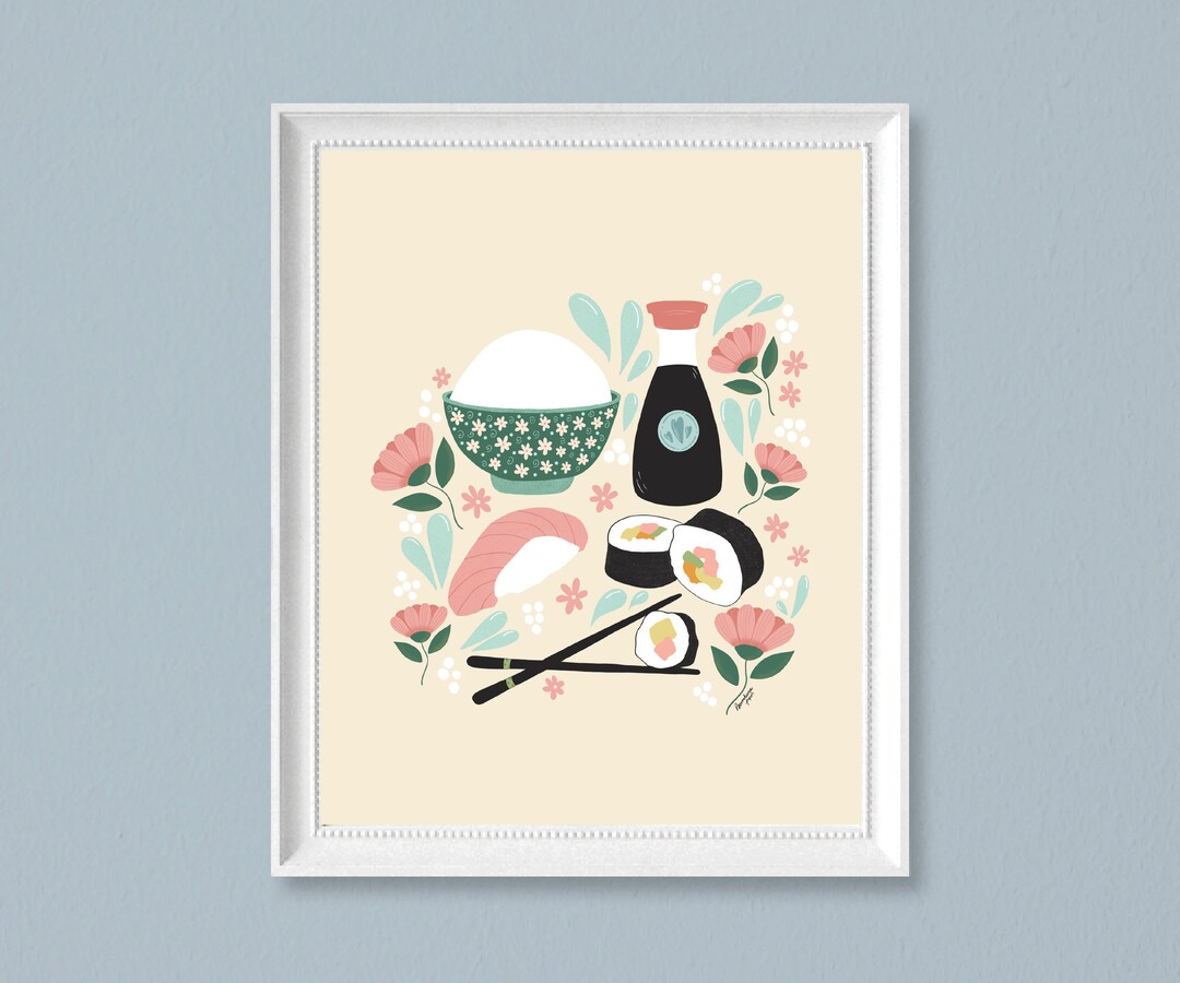Japandi Sushi Wall Art: Funky Japanese Decor (digital Print, 5x7-20x24 ...