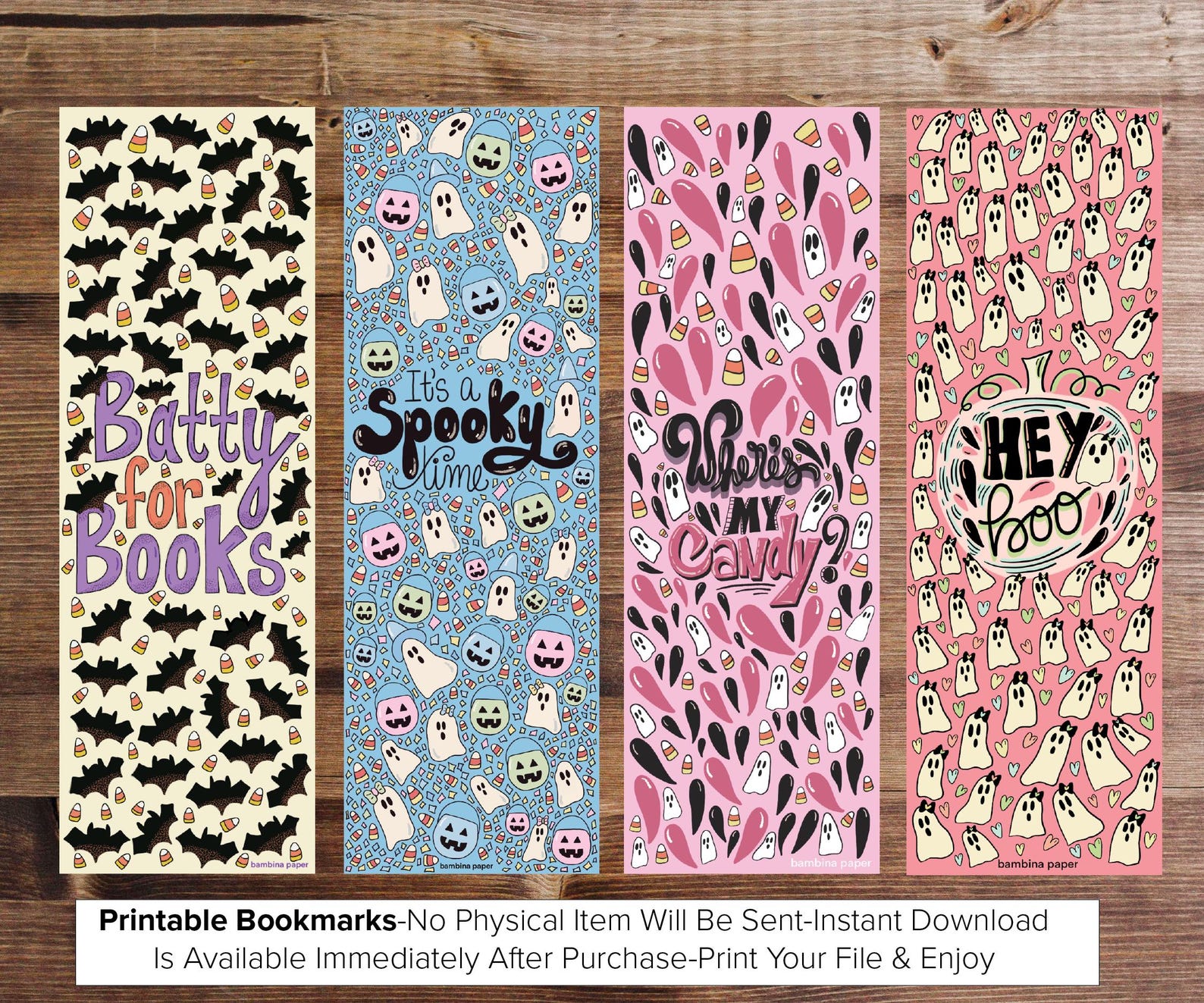 Halloween Bookmarks-printable Halloween Bookmarks-cute Bookmarks ...