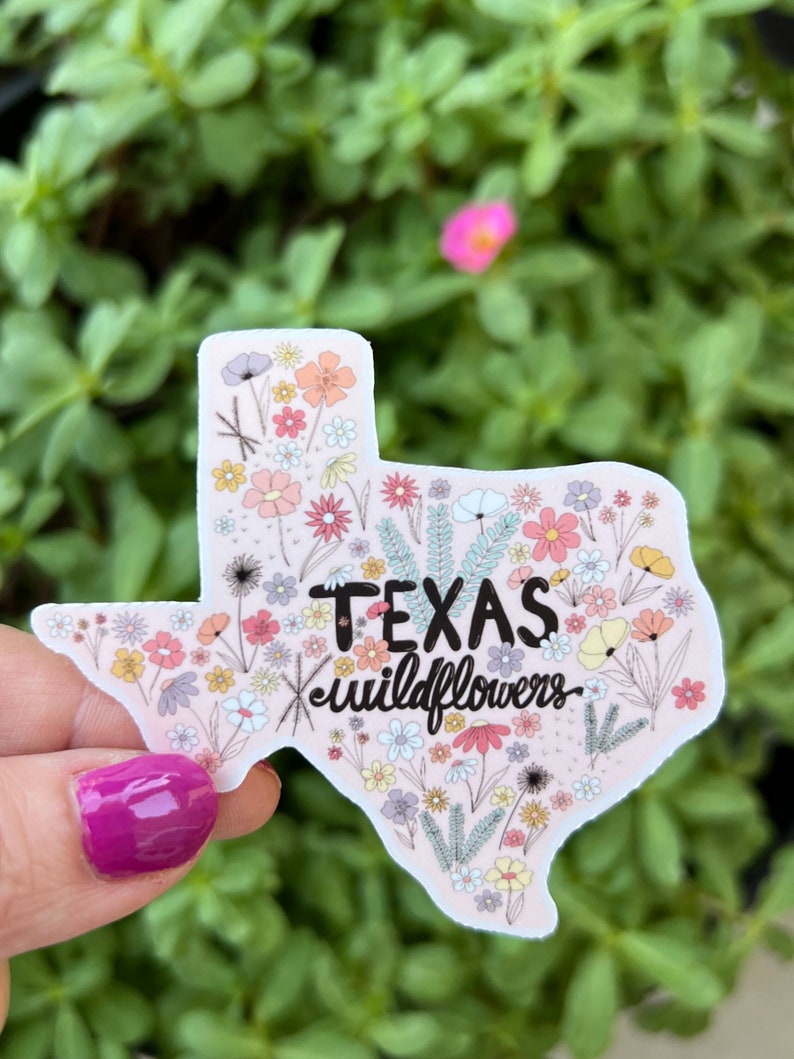 Texas Sticker-state Sticker-wildflowers Sticker-waterproof - Etsy
