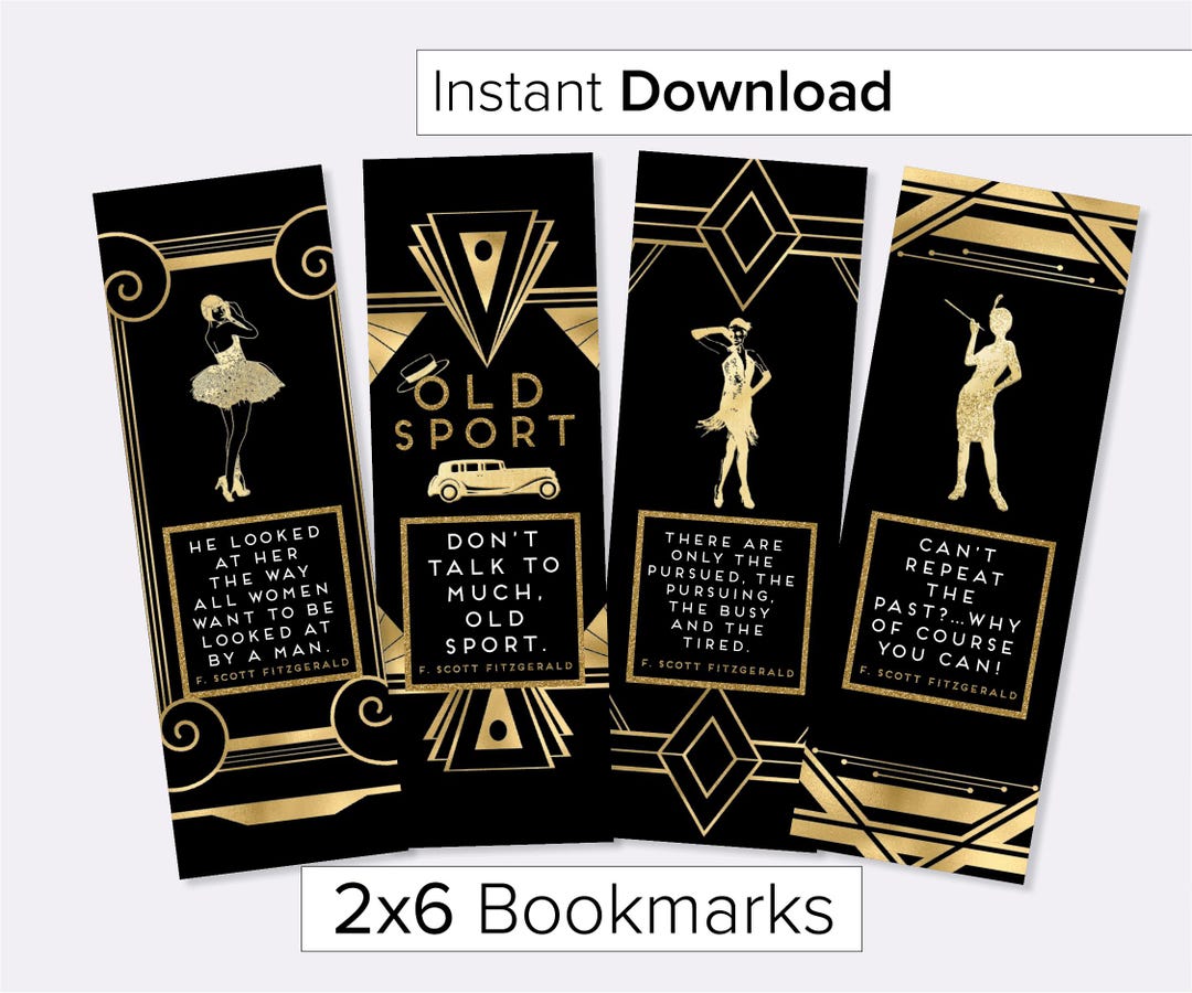 Great Gatsby Bookmarks-great Gatsby Decor-roaring 20s Decorations-1920 ...