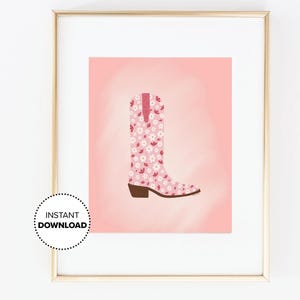 Trendy Wall Art-pink Cowgirl Boot Print-dorm Prints-cowboy Boot Prints ...