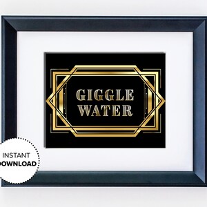 Great Gatsby Giggle Water Sign, Art Deco Sign, Roaring 20s Gatsby Theme ...