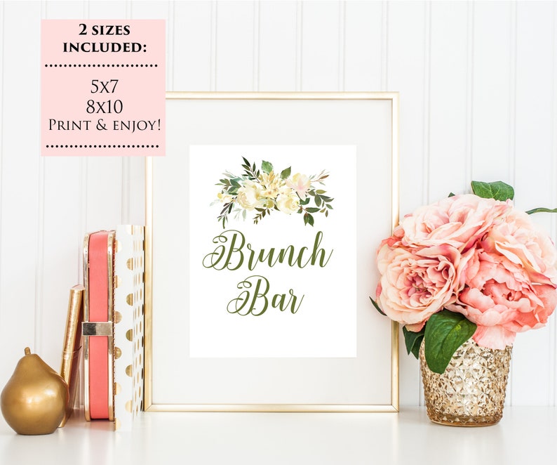 Brunch Bar Sign-wedding Sign-bridal Shower Sign-brunch Wedding Print ...