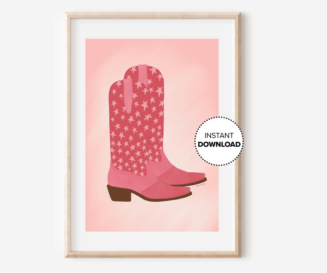Pink Cowgirl Boot Print: Coastal Western Art (digital Download) - Etsy