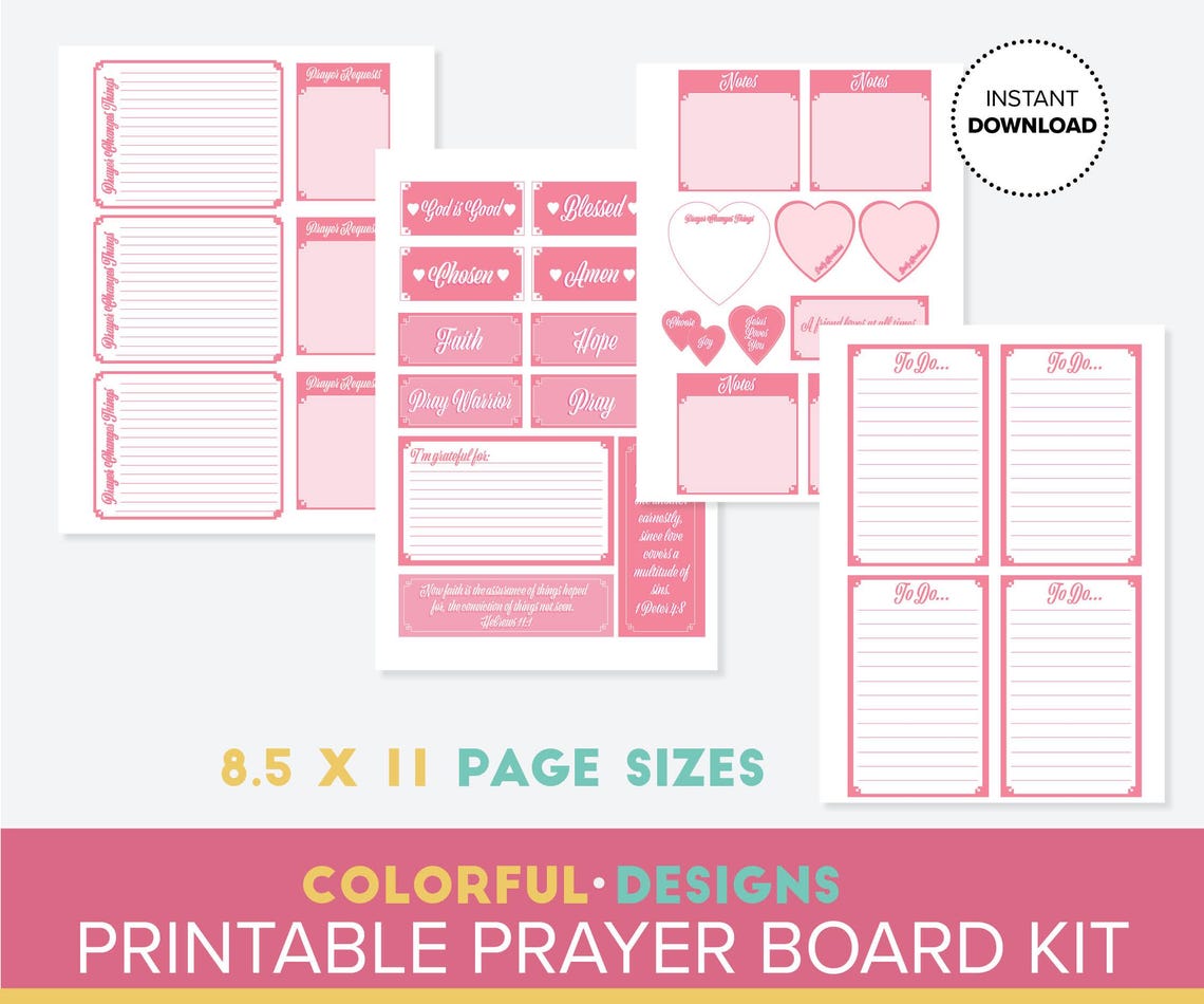 Printable Prayer Board Kit: Christian Scripture Cards & Labels (PDF ...