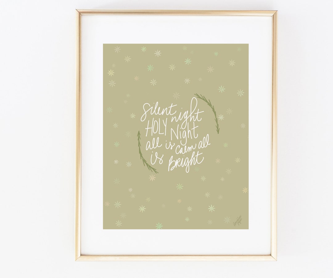 Silent Night Art Print, Holiday Wall Decor, Digital Download, Vintage ...