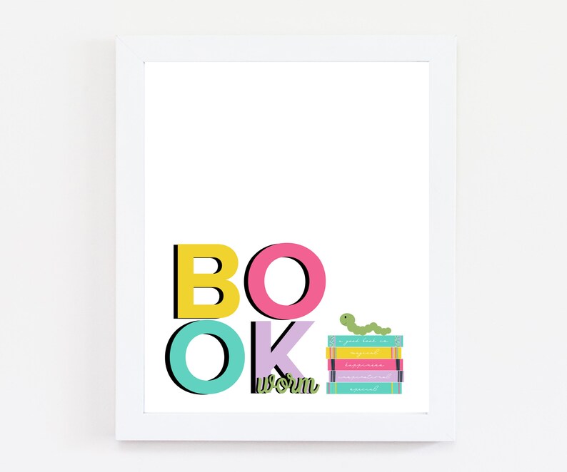 Bookworm Reading Print-classroom Decor-classroom - Etsy