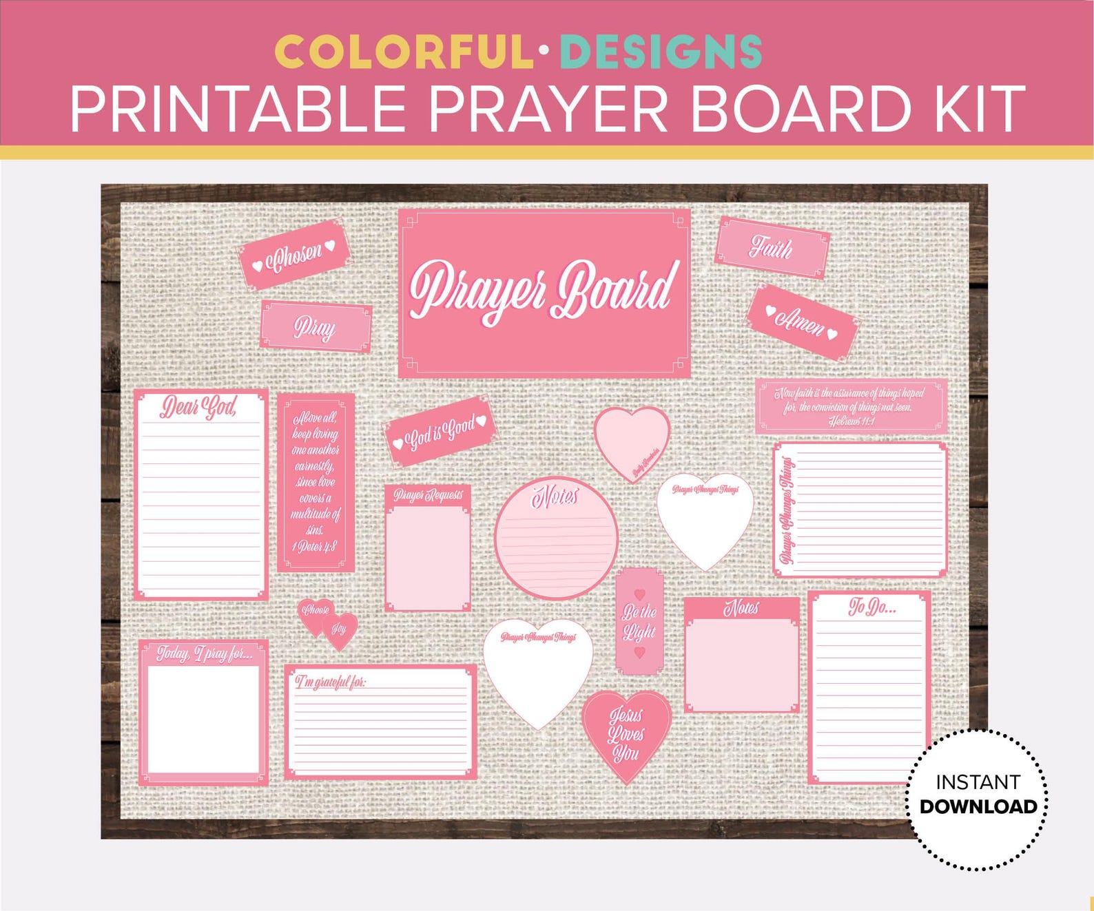 Printable Prayer Board Kit: Christian Scripture Cards & Labels (PDF ...