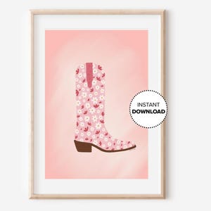 Trendy Wall Art-pink Cowgirl Boot Print-dorm Prints-cowboy Boot Prints ...