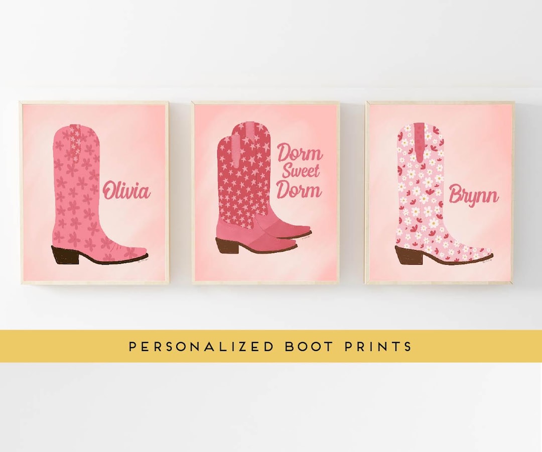 Custom Pink Cowgirl Boot Print: Coastal Dorm Decor (digital Download ...