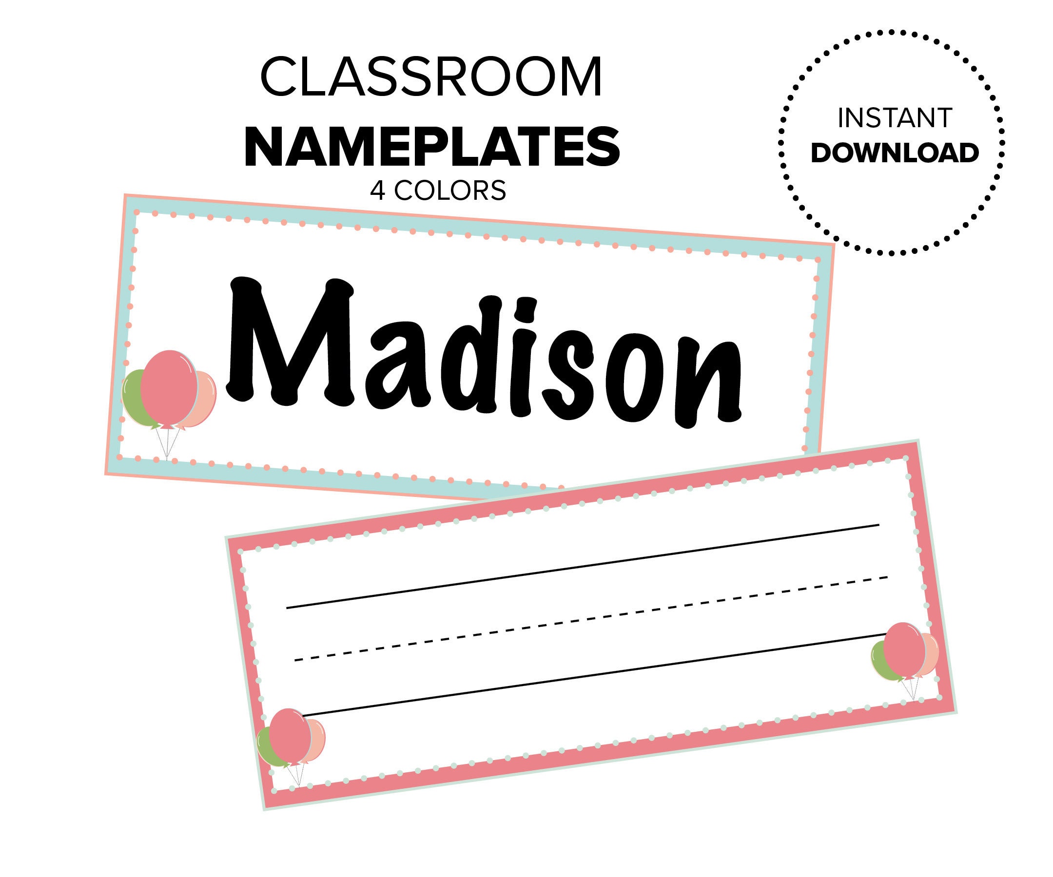 Classroom Nameplate-digital File-student Desk Nameplates-printable ...