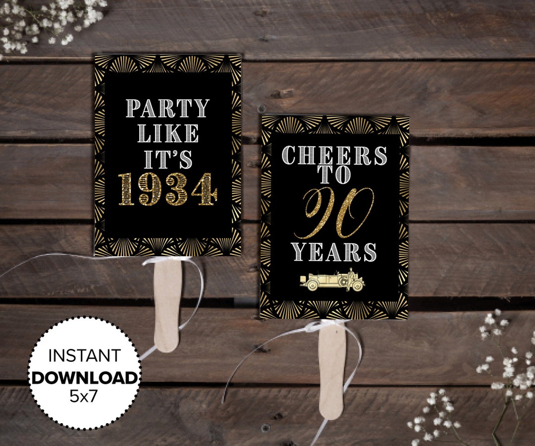 90th Birthday Decorations-gatsby 5x7 90th Birthday Signs-90th Birthday ...