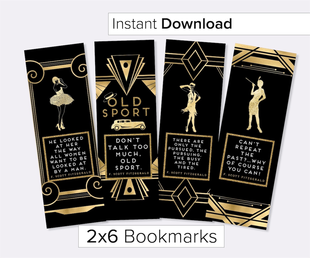 Gatsby Bookmarks: Roaring 20s Jazz Era Decor (PDF Digital Download ...