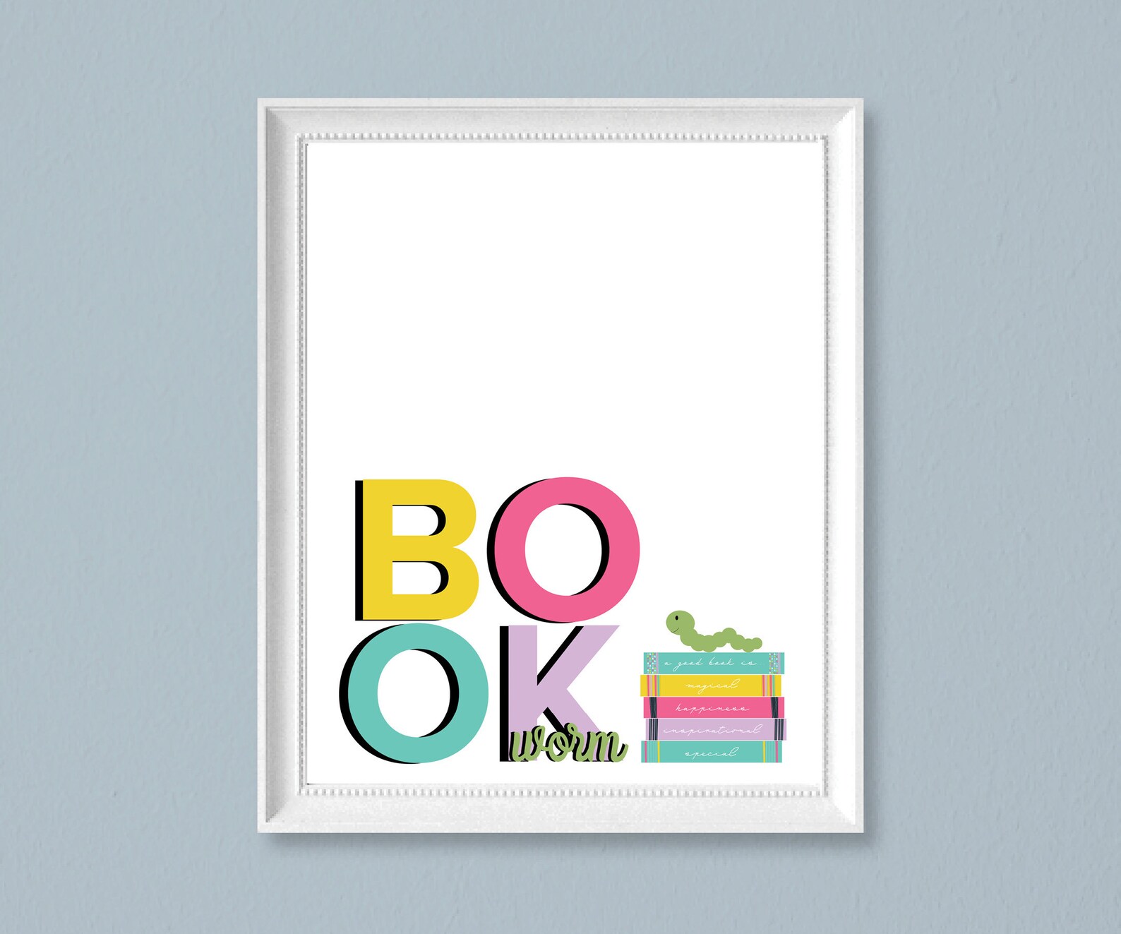 Bookworm Reading Print-Classroom Decor-Classroom | Etsy