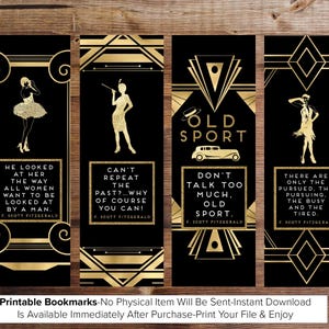 Gatsby Bookmarks: Roaring 20s Jazz Era Decor (PDF Digital Download ...