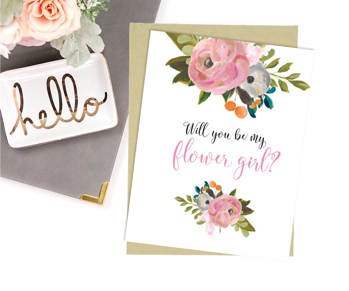Flower Girl Card-will You Be My Flower Girl Cards-5x7 Vertical Card ...