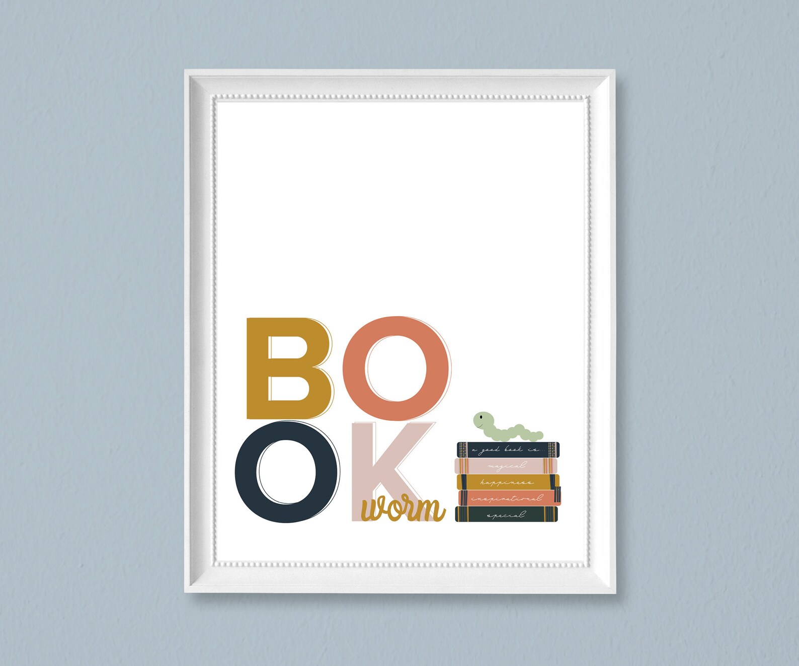 Book Worm Print-book Worm Printable-nursery Wall Decor-reading Nook ...