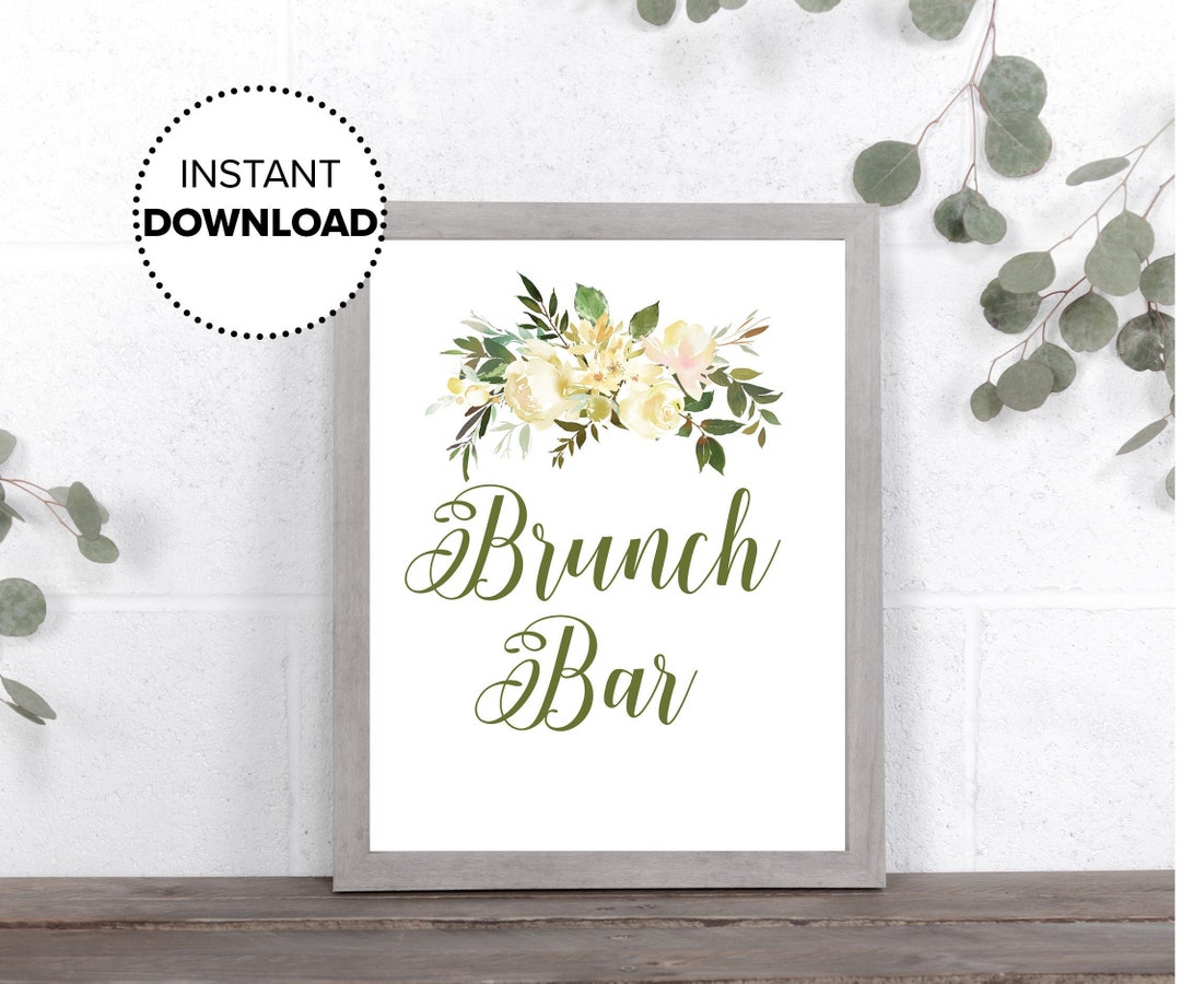 Brunch Bar Sign-wedding Sign-bridal Shower Sign-brunch Wedding Print ...