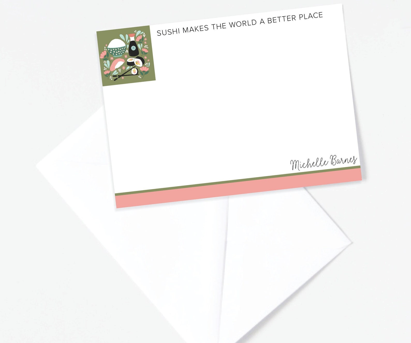 Sushi Stationery Sets-sushi Note Cards-personalized Note - Etsy