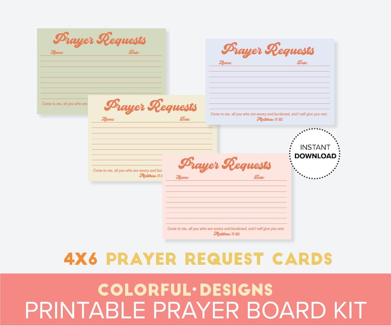 Printable Prayer Request Cards: Christian Scripture, 4x6 (digital ...