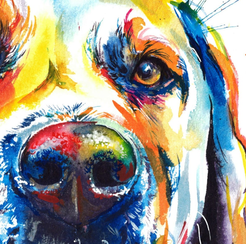 Colorful Yellow Lab Art Print Print of my Original | Etsy