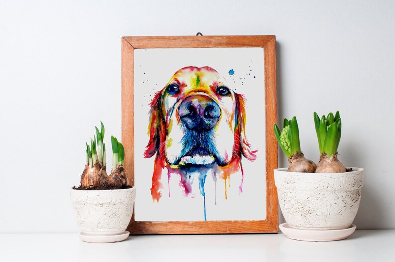 Colorful Yellow Lab Art Print Print of my Original | Etsy