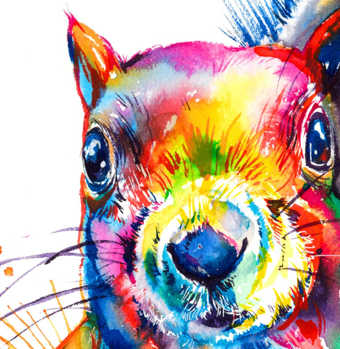 Colorful Squirrel Watercolor Painting Print of My Original | Etsy