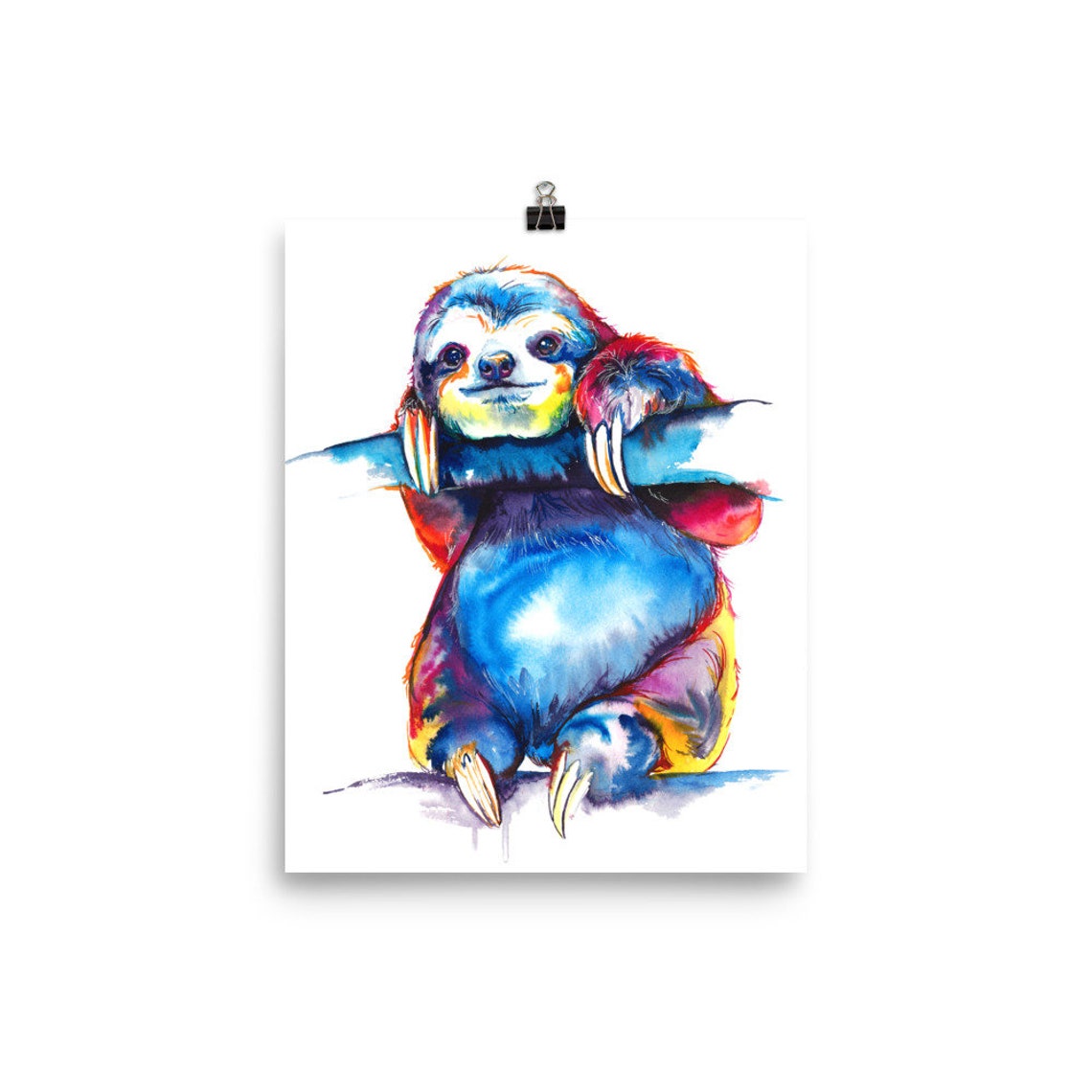Colorful SLOTH Art Print of Original Watercolor Painting - Etsy