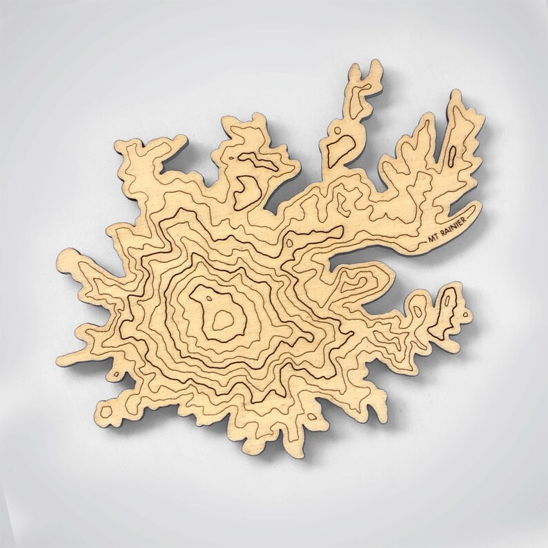 Mt Rainier Topographic Map Wooden Coaster Pacific Northwest | Etsy