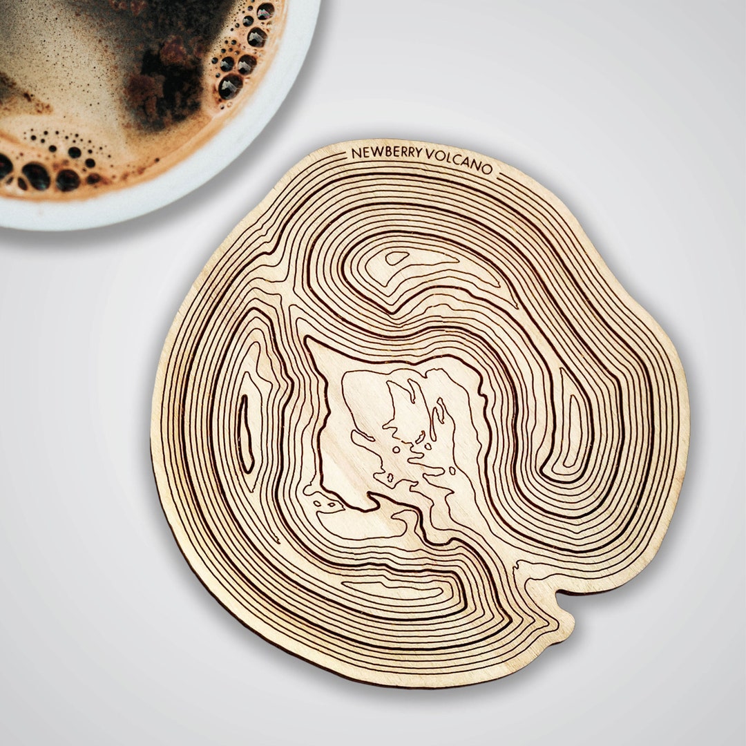 Newberry Volcano Topographic Map Wooden Coaster • Pacific Northwest ...